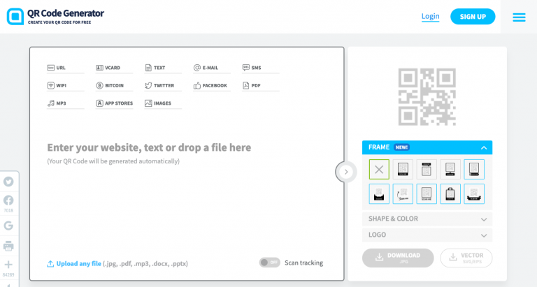 Advanced QR code options · qReveal Advanced QR code options · qReveal